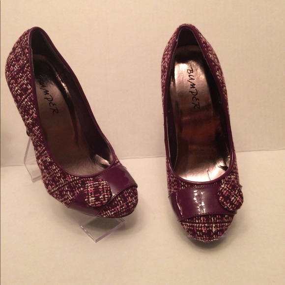 Bumper | Shoes | Classy Comfortable Purple Plaid Heels | Poshmark